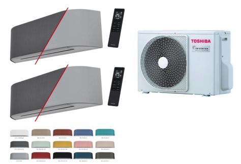 Climatisation réversible bi split TOSHIBA HAORI RAS-3M26U2AVG-E -2xRAS-B13N4KVRG-E-