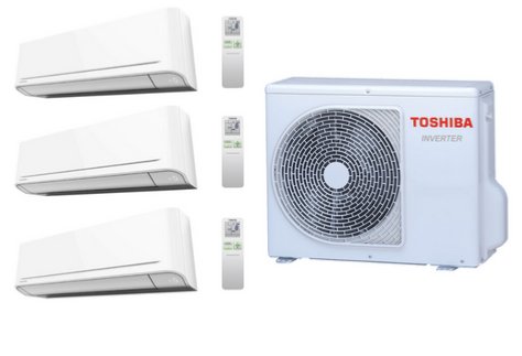 Climatisation pour 3 chambres YUKAI TOSHIBA tri split 3 x RAS-B10E2KVG ...