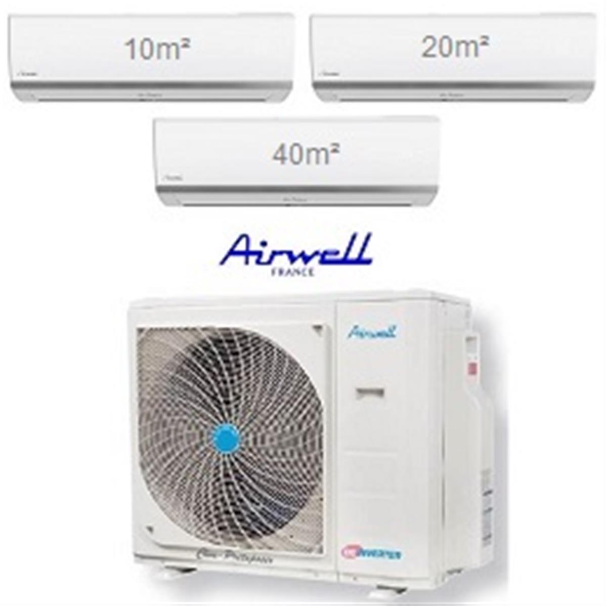 climatisation tri split pour 2 pièces 10m² à 20m² et 1 pièce 40m² pour ...